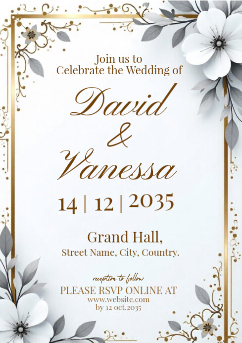 Copy of White Futuristic Wedding Invitation Flyer A4 | PosterMyWall