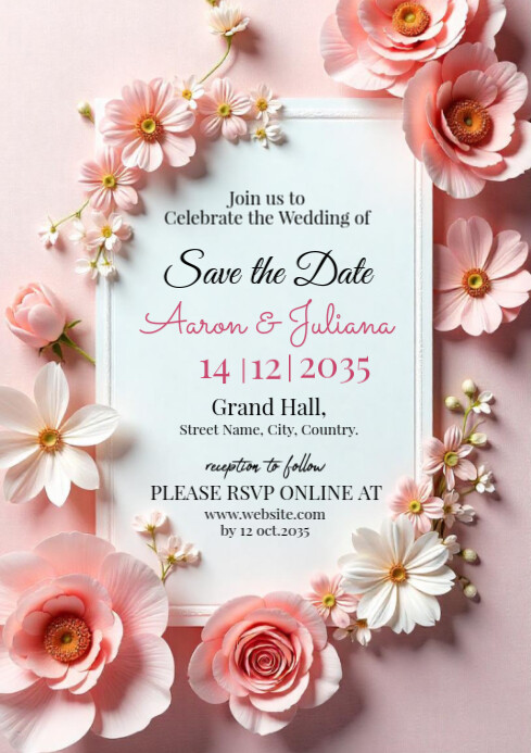 Copy of White Futuristic Wedding Invitation Template A4 | PosterMyWall