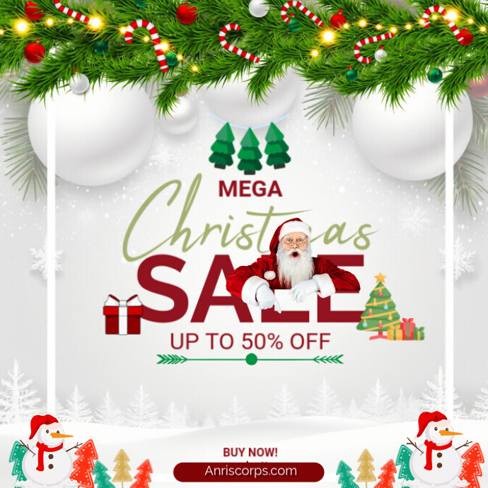 White Futuristik Christmas Mega Sale Logo Template | PosterMyWall