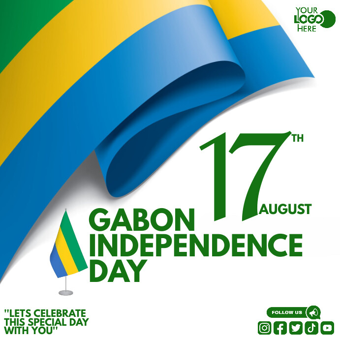 White Gabon Independence Day Instagram Post Templat | PosterMyWall