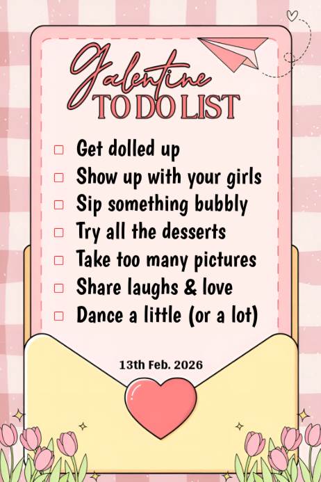 White Galentine's Day To-Do List Poster Template | PosterMyWall