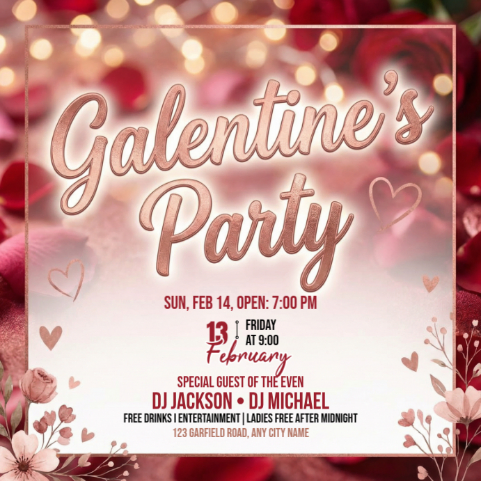 White Galentine's Party Instagram Post Template | PosterMyWall