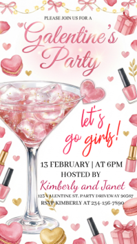 White Galentine's Party Instagram Story Template | PosterMyWall