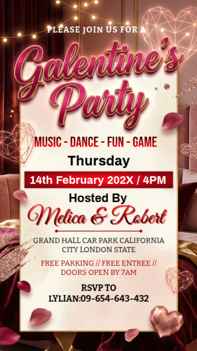 White Galentine's Party Instagram Story Template | PosterMyWall