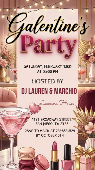 White Galentine's Party Instagram Story Template | PosterMyWall