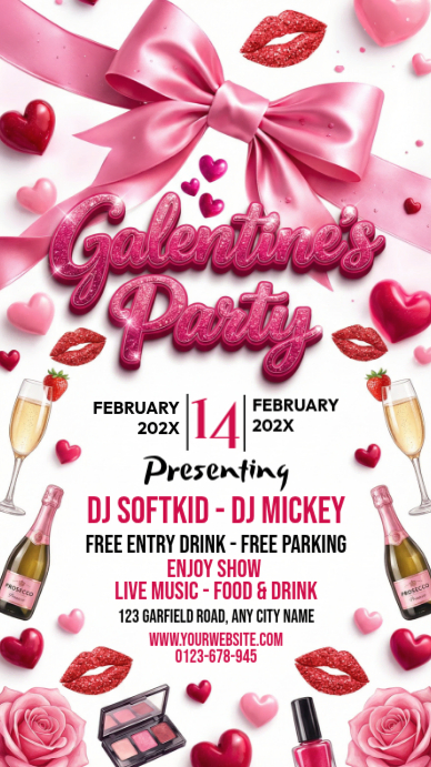 White Galentine's Party Instagram Story Template | PosterMyWall