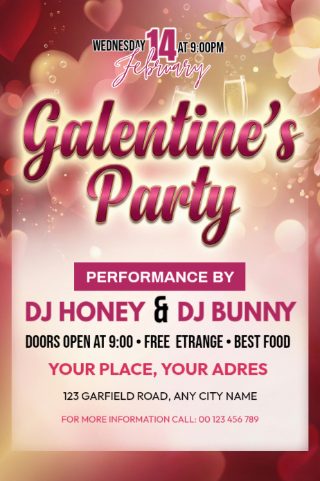 White Galentine's Party Poster Template | PosterMyWall