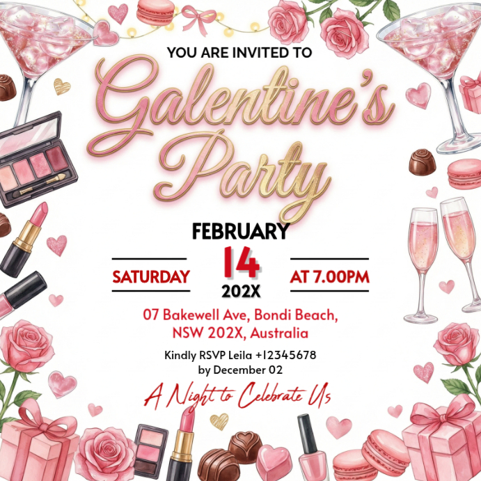 Plantilla de White Galentine's Party Square | PosterMyWall