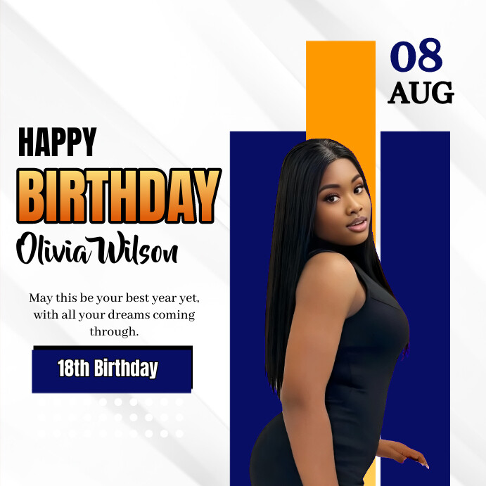 Copy of White Geometric 18th Birthday Instagram Post | PosterMyWall