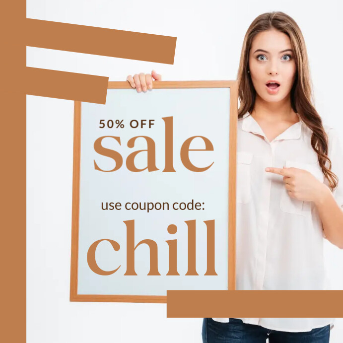 Copy of White Geometric 50% Off Coupon Code Sale Template Instagram Post | PosterMyWall