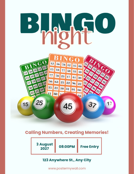 White Geometric Bingo Night Event Invitation Flyer (us Letter) Template ...