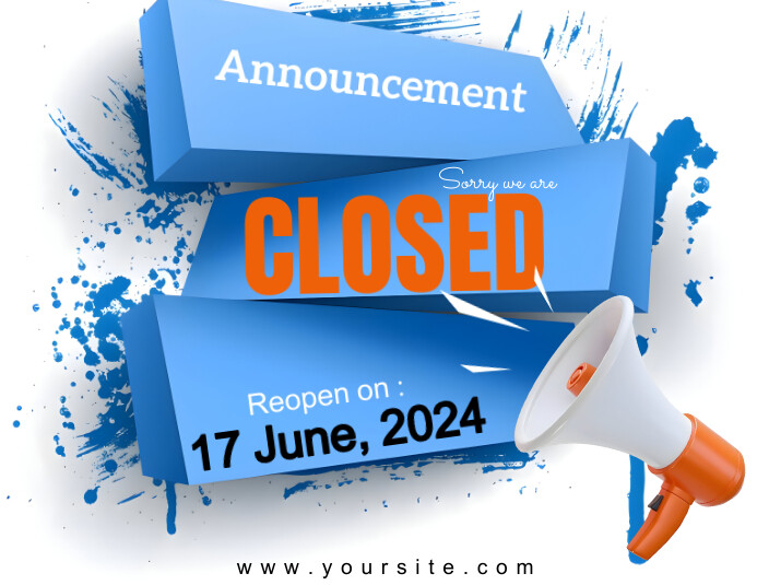 White Geometric Business Closed Announcement Template | PosterMyWall