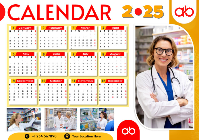 White Geometric Calendar 2025 A3 Template | PosterMyWall