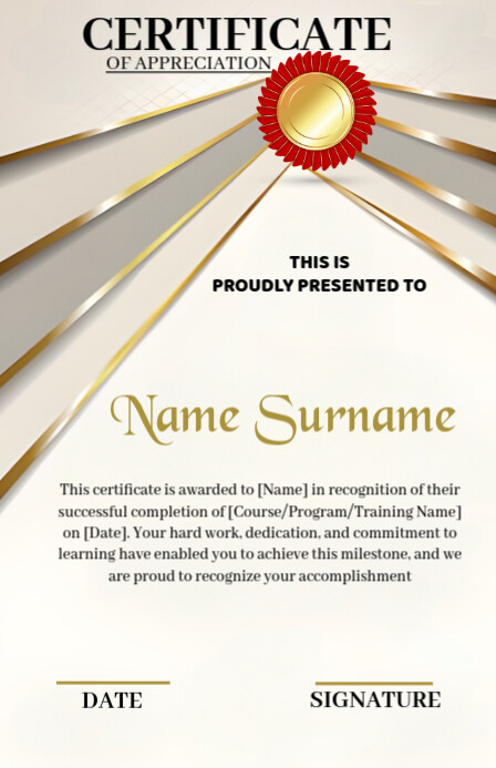 Copy of White Geometric Certificate Of Appreciation Free Template ...