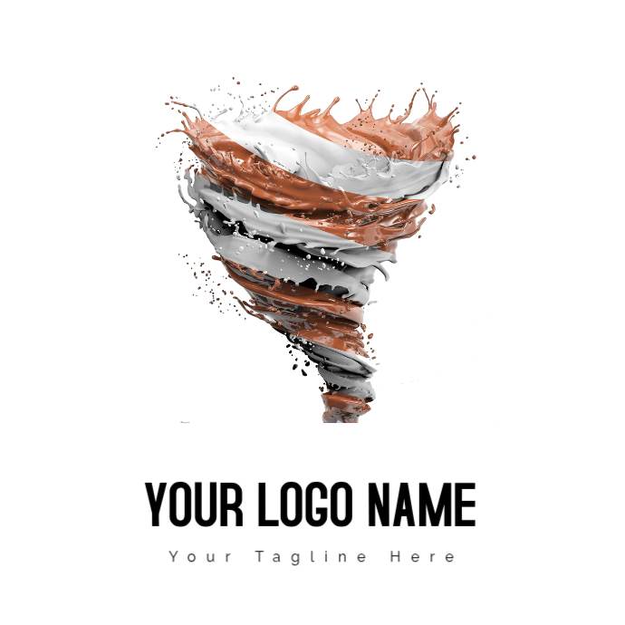 White Geometric Chocolate And Milk Mixing Illustration Logo Template ...