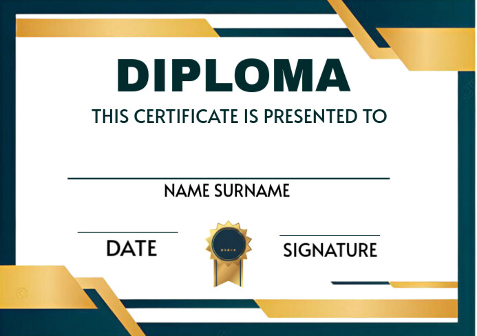 White Geometric Diploma Certificate A4 Template | PosterMyWall