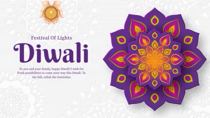White Geometric Diwali Festival Of Light Digital Display (16:9 ...