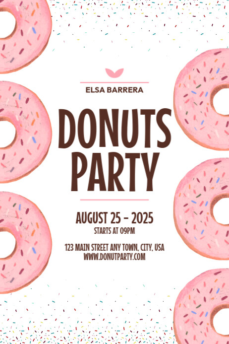 White Geometric Donuts Party Invitation Poster Template | PosterMyWall