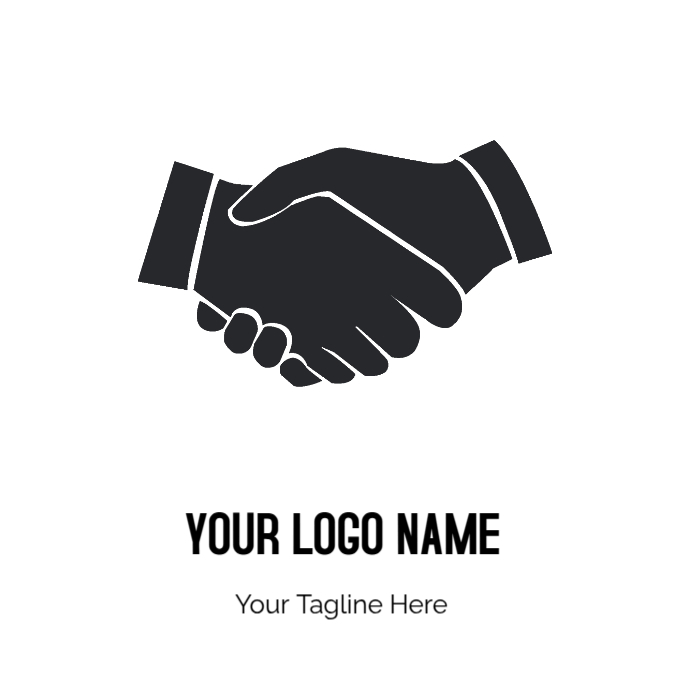White Geometric Handshake Logo Template | PosterMyWall