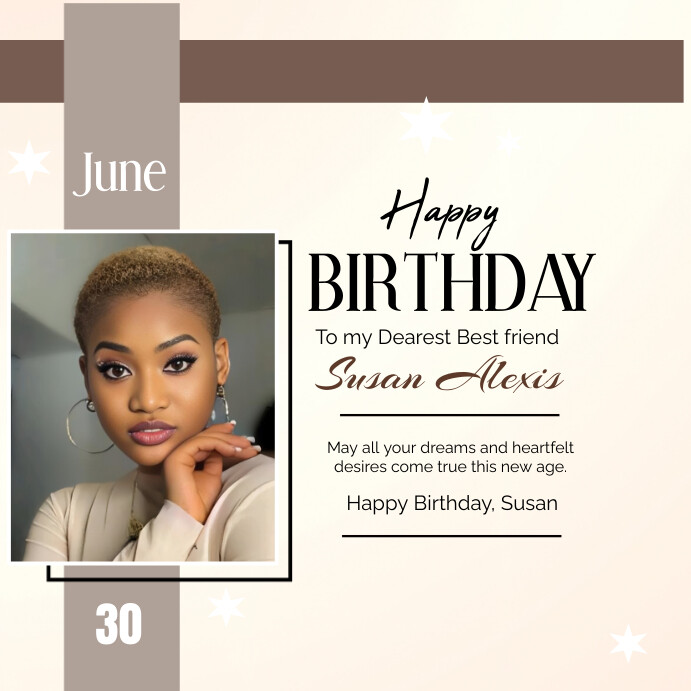 White Geometric Happy Birthday Instagram Post Template | PosterMyWall