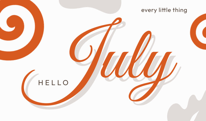 White Geometric Hello July Tag Template | PosterMyWall