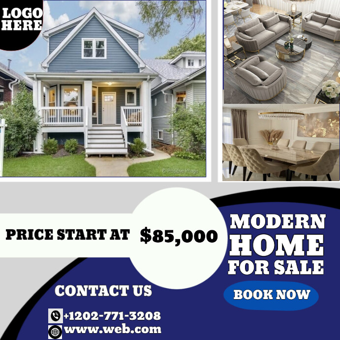White Geometric Home For Sale Instagram Post Template | PosterMyWall