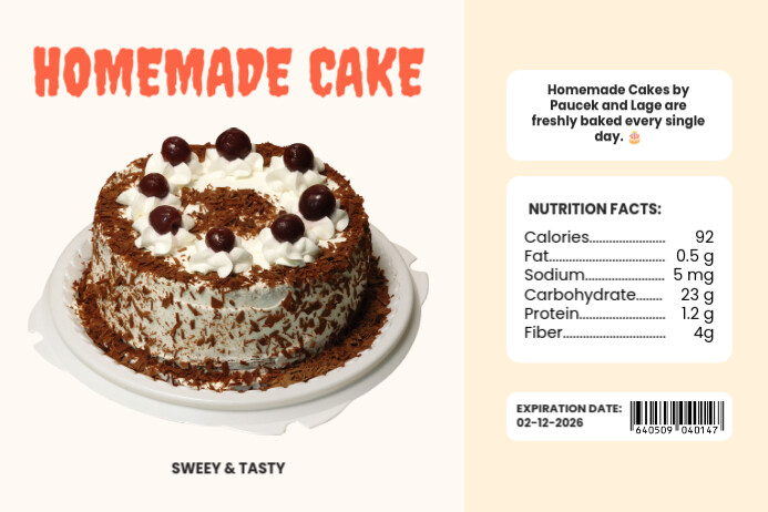 Copy of White Geometric Homemade Cake Label | PosterMyWall