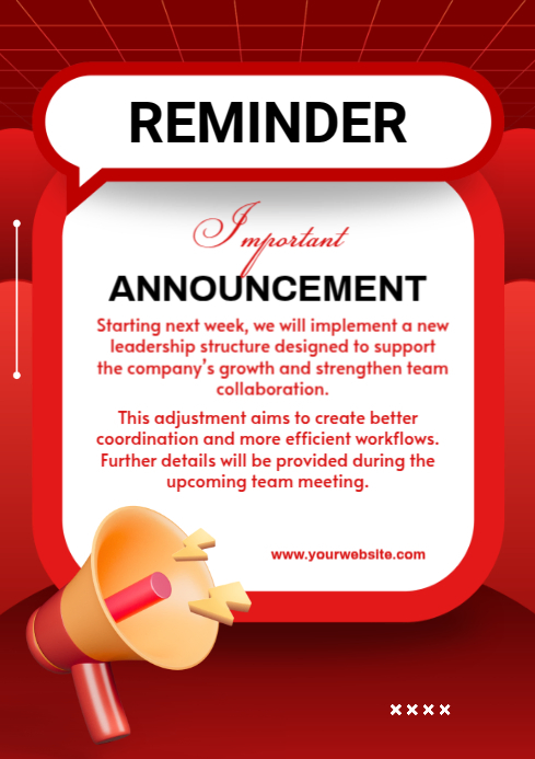 White Geometric Important Announcement Poster A4 Template | PosterMyWall