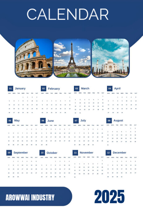 Copy of White Geometric Industrial Yearly Calendar Template Poster ...