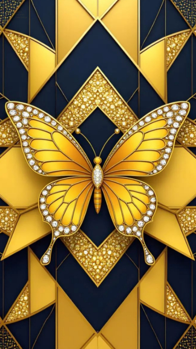 Plantilla de White Geometric Jeweled Butterfly - Art Deco Luxury Design ...