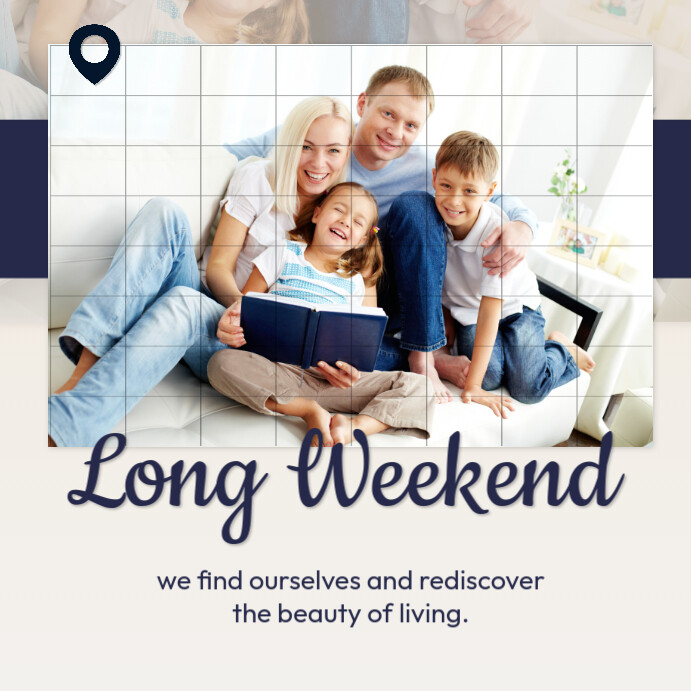 White Geometric Long Weekend Instagram Post Templat | PosterMyWall