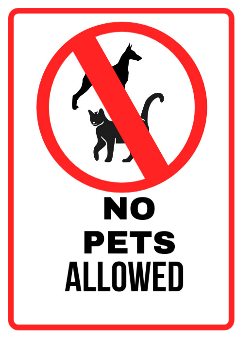 White Geometric No Pets Allowed Pets Symbol A5 Template | PosterMyWall