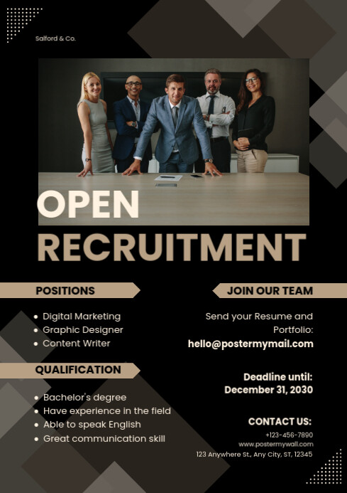 Copy of White Geometric Open Recruitment A4 | PosterMyWall