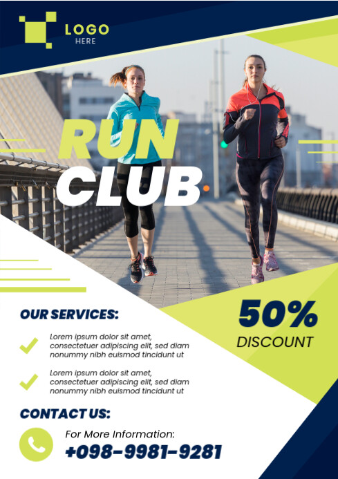 Copy of White Geometric Run Club Poster Ads A4 | PosterMyWall