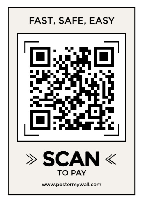 White Geometric Scan Qr Code And Pay A4 Template | PosterMyWall
