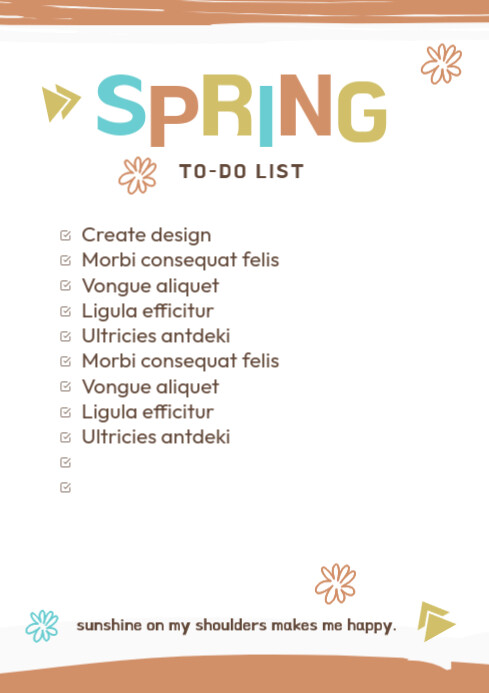 Copy of White Geometric Spring To-do List A4 | PosterMyWall