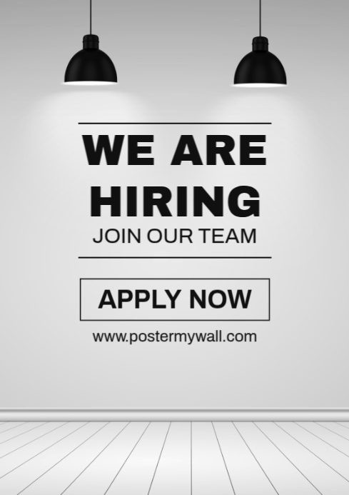 White Geometric We Are Hiring A4 Template | PosterMyWall