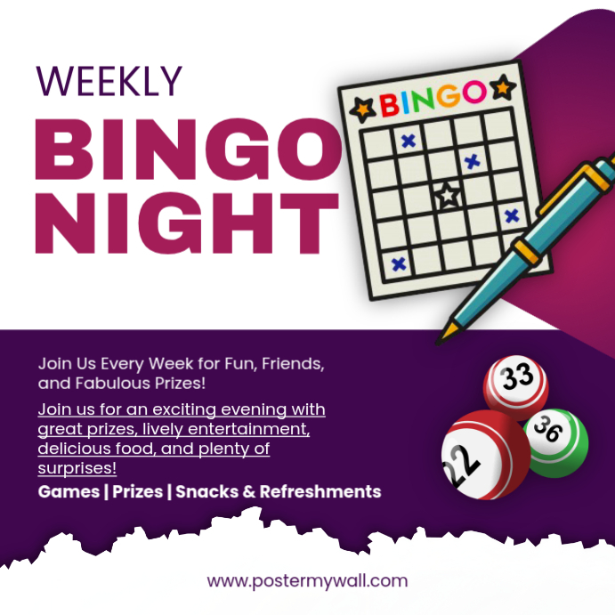 White Geometric Weekly Bingo Night Event Instagram Post Template ...