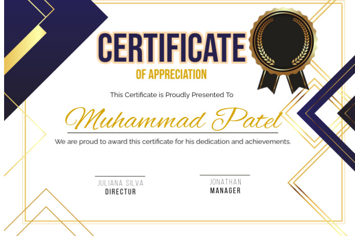 White Geometris Certificate Poster Template | PosterMyWall