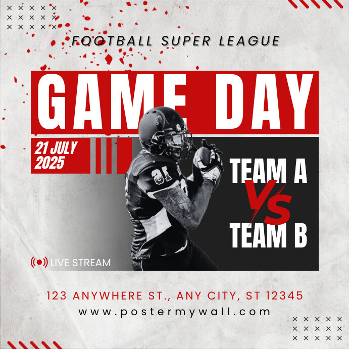 White Geometris Football Game Day Pos Instagr Template | PosterMyWall