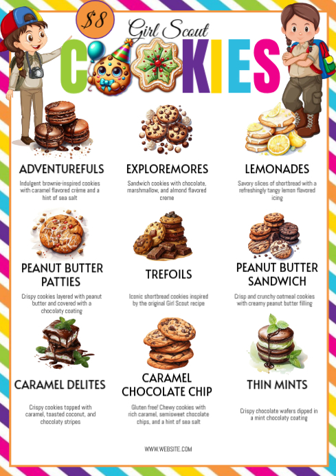 White Girl Scout Cookies menu A4 Template | PosterMyWall