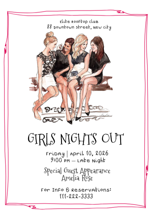 White Girls Night Out Event A4 Template | PosterMyWall