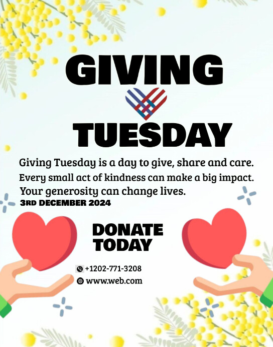 White Giving Tuesday Design Poster/wallboard Template | PosterMyWall