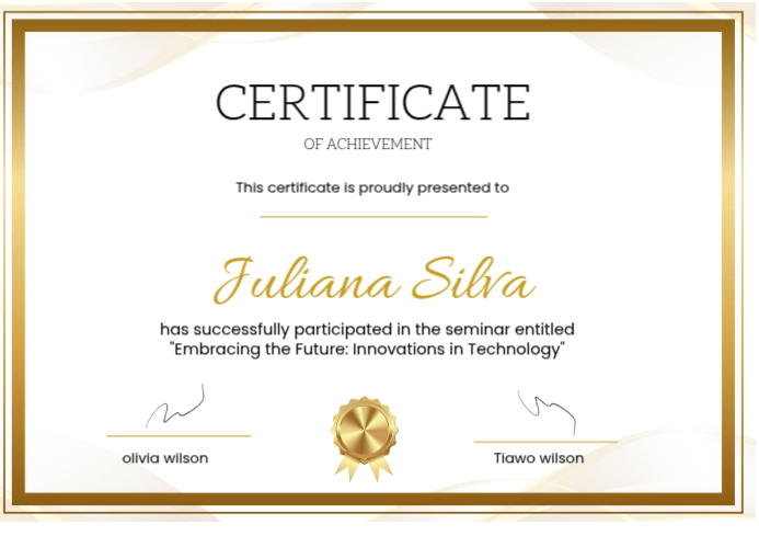 White Gold Elegant Certificate of Achievement Template | PosterMyWall
