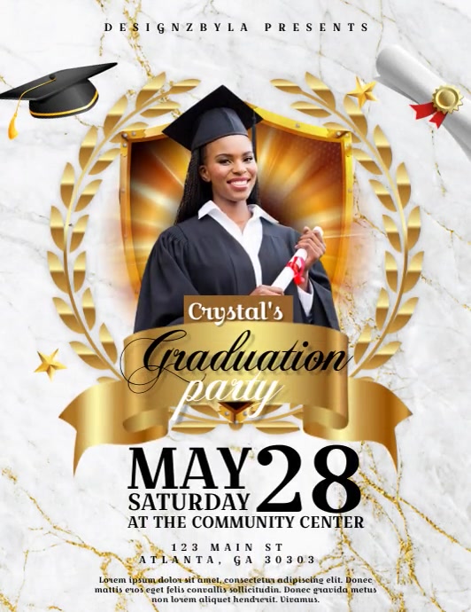 White Gold Graduation Flyer v.5 Template | PosterMyWall