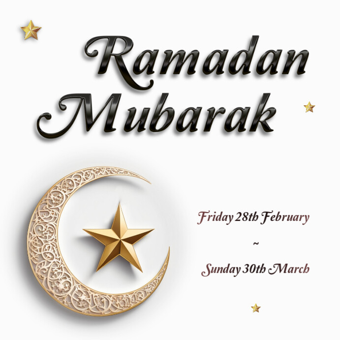 white gold Ramadan Mubarak 2025 Ramadhan Kareem Template | PosterMyWall