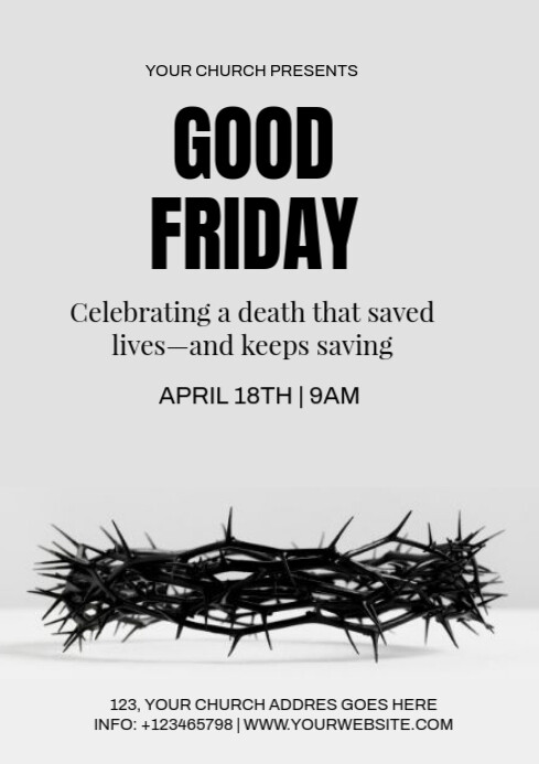 White Good Friday A4 Template | PosterMyWall