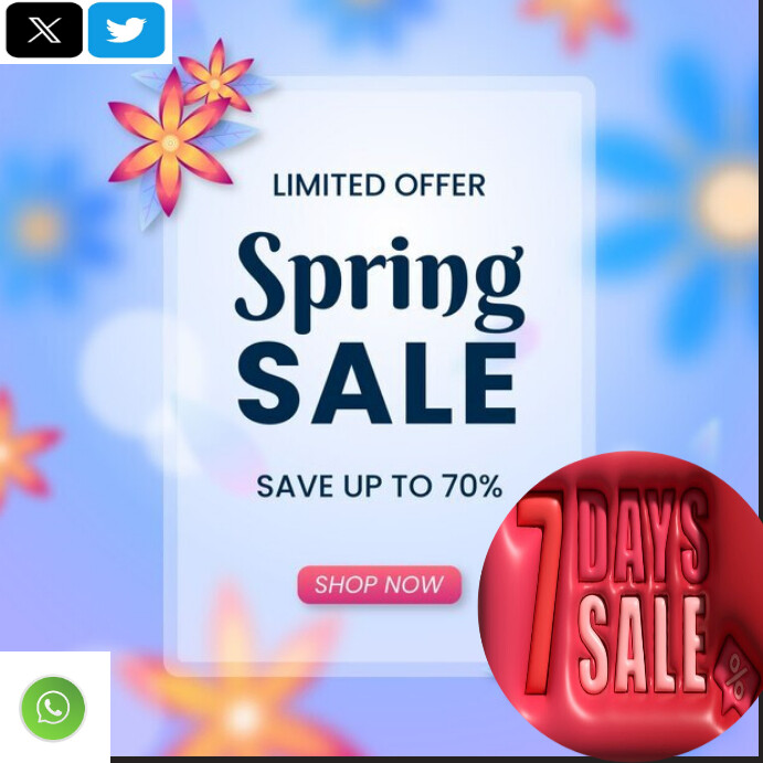 White Gradient 7day Sale And Spring Offers Instagram Post Template ...