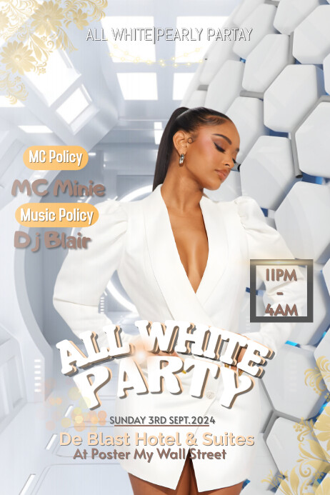 White Gradient All White Party Poster Template | PosterMyWall