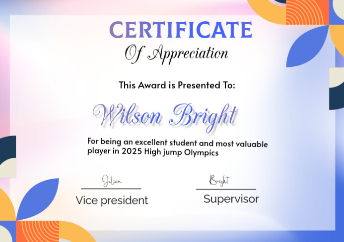 White Gradient Blue And White Award Certificate Of Appreciation A4 ...